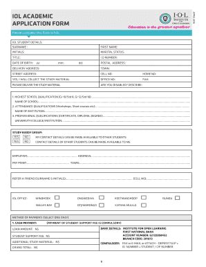 Fillable Online ACSE Academic Application Form Institute For Open Learning Fax Email Print
