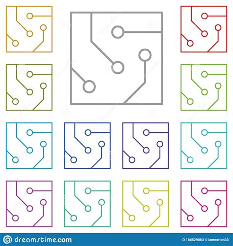 Hardware Chip Multi Color Icon Simple Thin Line Outline Vector Of