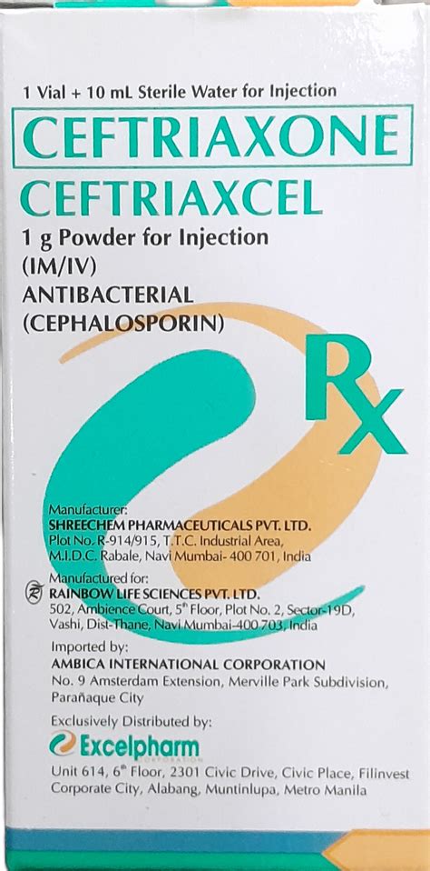 Ceftriaxone 1g Dilution With Sterile Water At Eric Toothaker Blog