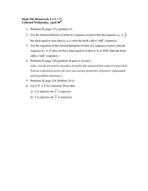 Homework 4 Problems Mathematics Reasoning Math 310 Docsity