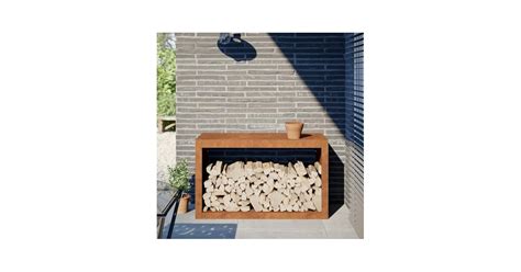 Legnaia Da Esterno Con Copertura Rastrelliera Legna Acciaio Corten