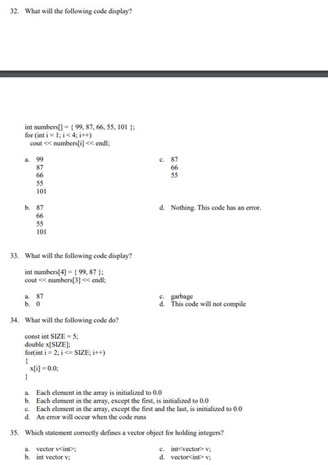 solved 32 what will the following code display int