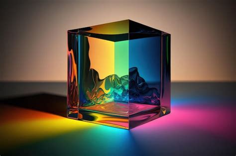 Premium Photo Rays Of The Color Spectrum In A Glass Cube Reflection And Refraction Of Light On