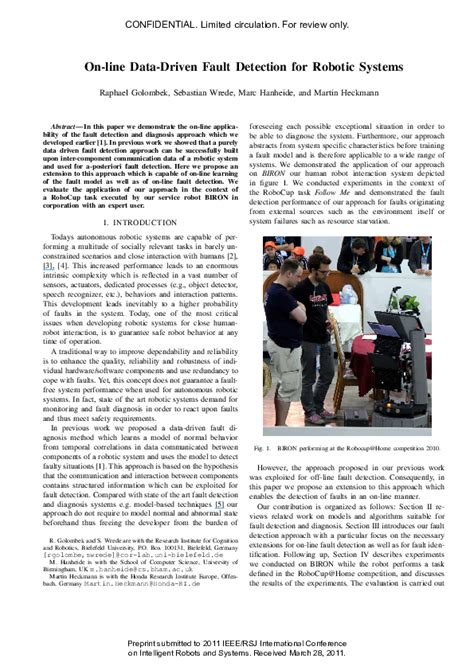 Pdf Online Data Driven Fault Detection For Robotic Systems
