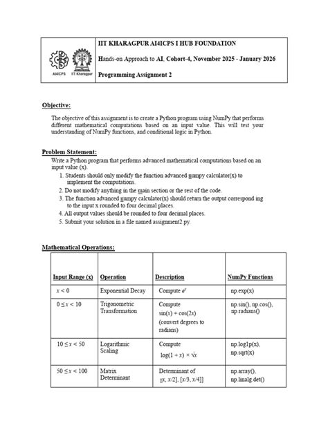 Python Numpy Math Assignment Guide Pdf Python Programming Language