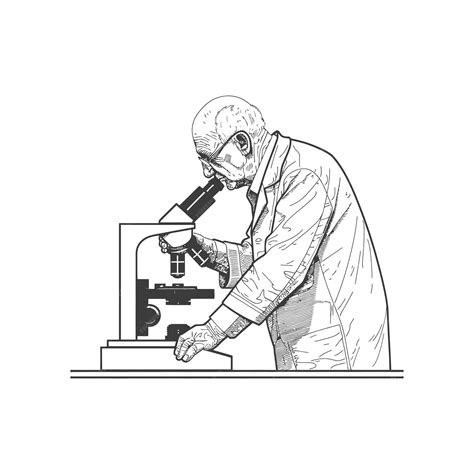 Elderly Scientist Using A Microscope Premium Ai Generated Vector