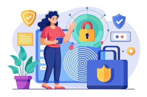 A Woman Uses Her Fingerprint To Access Secured Data While Surrounded By Digital Security