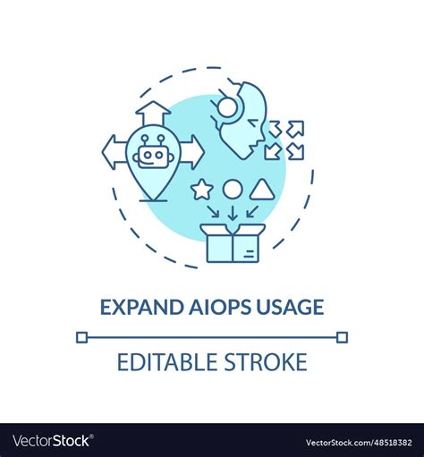 2d Thin Linear Blue Expand Ai Ops Usage Icon Vector Image