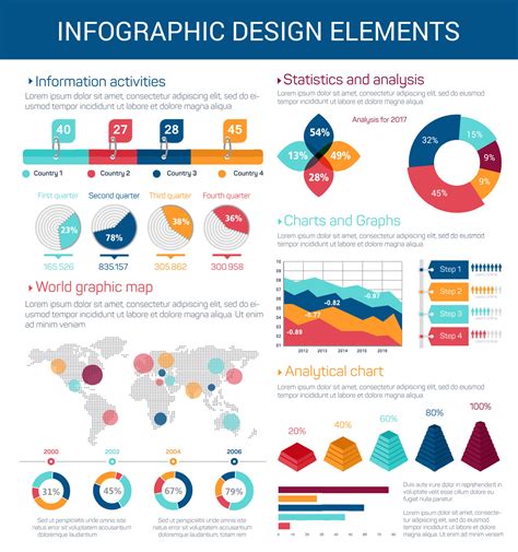 Infographic Design Elements With Map Graph Chart 12683413 Vector Art