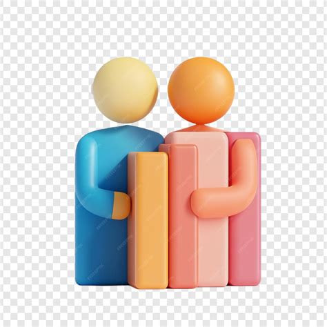 3d Render Of Two Friendly Figures Embracing Colorful Blocks Teamwork