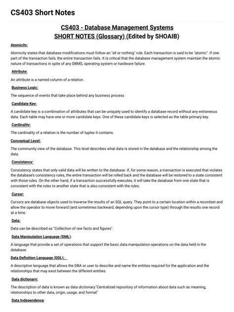 Cs403 1 Pdf Databases Relational Database