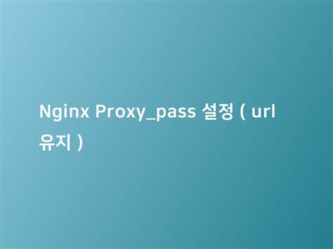 Nginx Proxy Pass 설정 Url 유지 코드너리