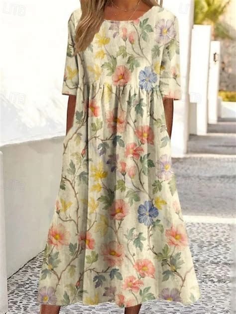 Womens Midi Dress Casual Dress Floral Dress Classic Modern Daily
