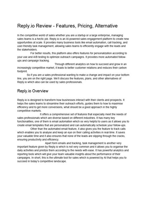 Reply Io Review Features Pricing Alternative Pdf Gmail Customer Relationship Management