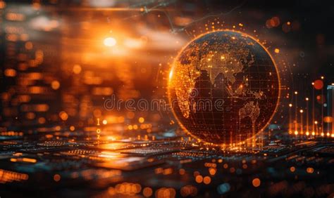 Futuristic Digital Globe With Glowing Data Connections Representing Global Network Technology