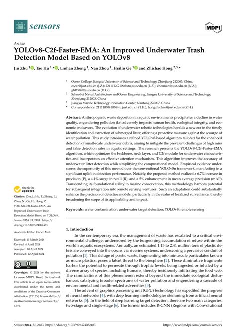 Pdf Yolov8 C2f Faster Ema An Improved Underwater Trash Detection