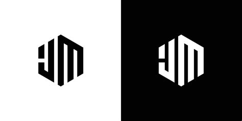 Letter J M Polygon Hexagonal Minimal Logo Design On Black And White Background 20948857 Vector