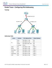 Packet Tracer Configuring IPv Addressing Instructions P Packet Tracer Configu T