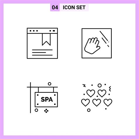 4 Icons In Line Style Outline Symbols On White Background Creative Vector Signs For Web Mobile