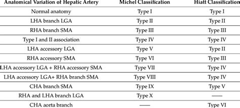Showing The Anatomical Variations Of The Hepatic Artery Based On The