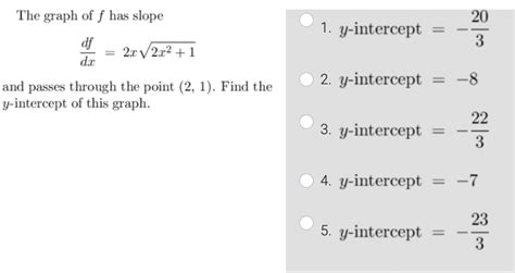 Solved The Graph Of F ﻿has Slopedfdx2x2x212and Passes