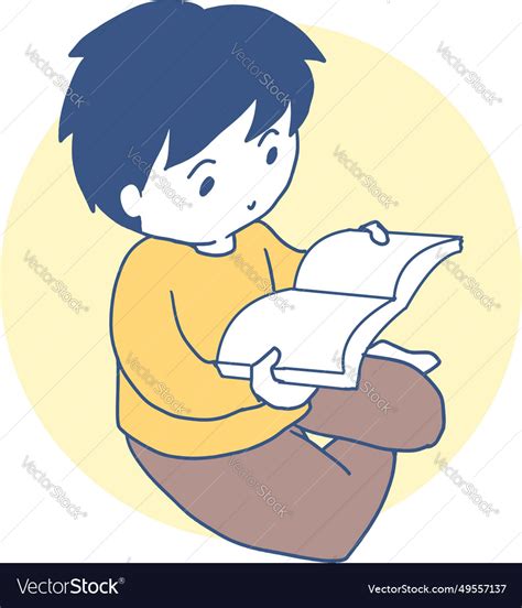Boy Immersed In Knowledge Art Royalty Free Vector Image
