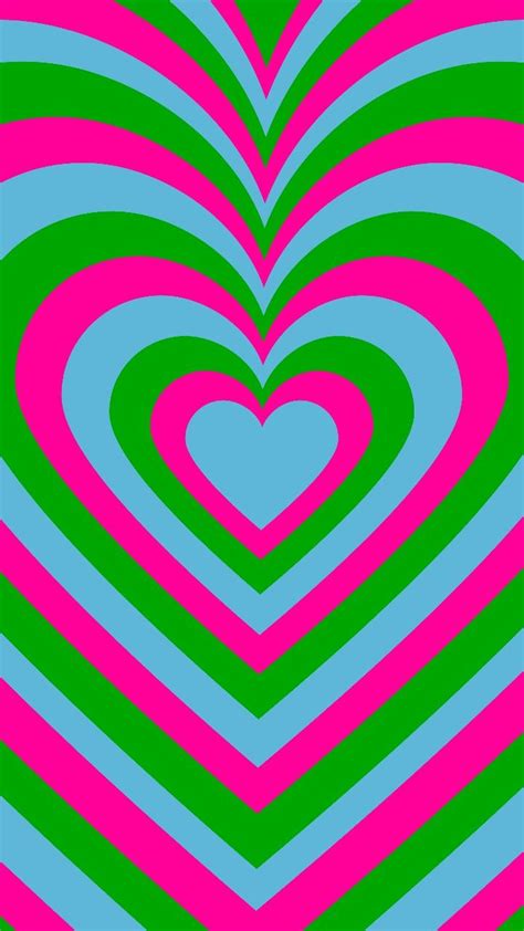 Powerpuff Girls Wallpaper Pink And Green Heart Pattern