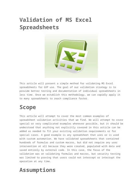 Docx Validation Of Ms Excel Spreadsheets Dokumentips