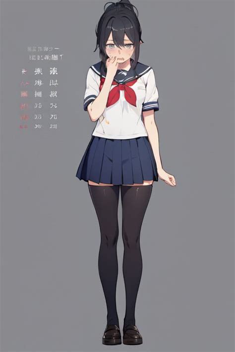 Ayano Aishi Black Hair Grey Eyes Ponytail S