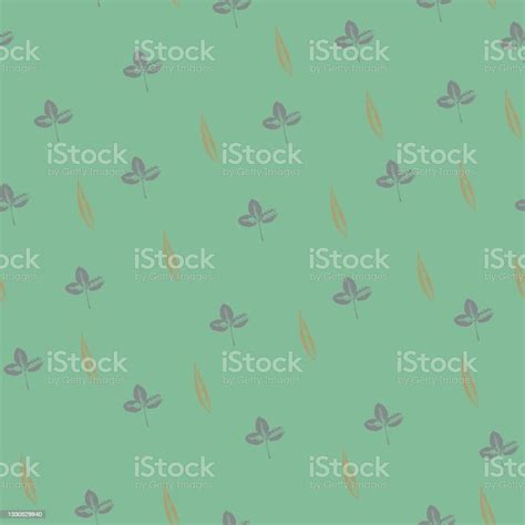 트렌디한 녹색 배경에 잎프린트가 있는 매끄러운 패턴 그런지 잎 인쇄 직물 벽지 포장 스탬프 또는 잎 인쇄에 인쇄 0명에 대한 스톡 벡터 아트 및 기타 이미지 Istock