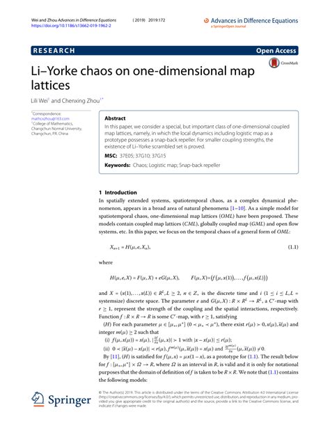 Pdf Li Yorke Chaos On One Dimensional Map Lattices