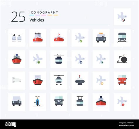Vehicles 25 Flat Color Icon Pack Including Car Transportation Boat