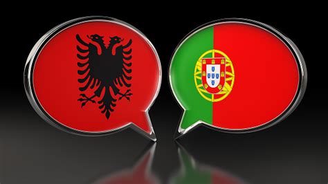 연설 거품으로 알바니아 포르투갈 플래그입니다 3 차원 일러스트 레이 션 기에 대한 스톡 사진 및 기타 이미지 기 알바니아 포르투갈 Istock