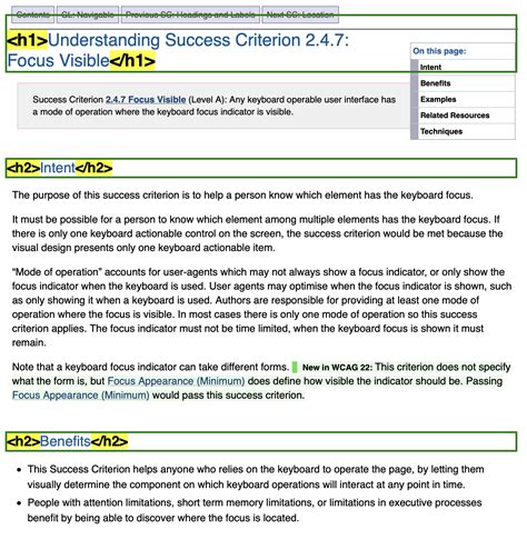 Headings Structure Relationships Open Accessibility Standards