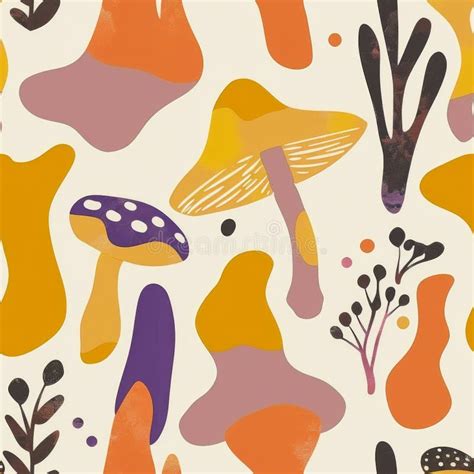 Abstract Mushroom And Nature Patterns In Warm Earth Tones Stock Image