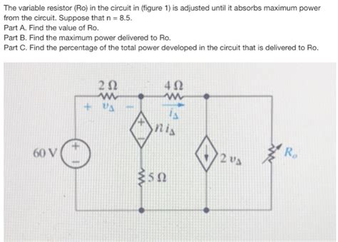 solved the variable resistor ro in the circuit in figure