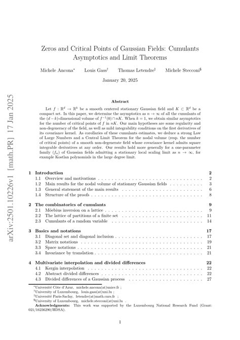Pdf Zeros And Critical Points Of Gaussian Fields Cumulants