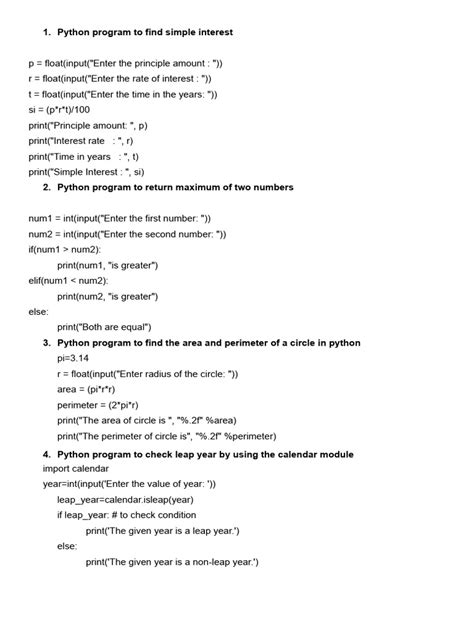 Python Programs Samples2 Pdf