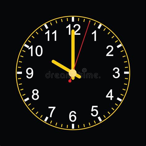 Analog Clock On Black Background Stock Vector Illustration Of