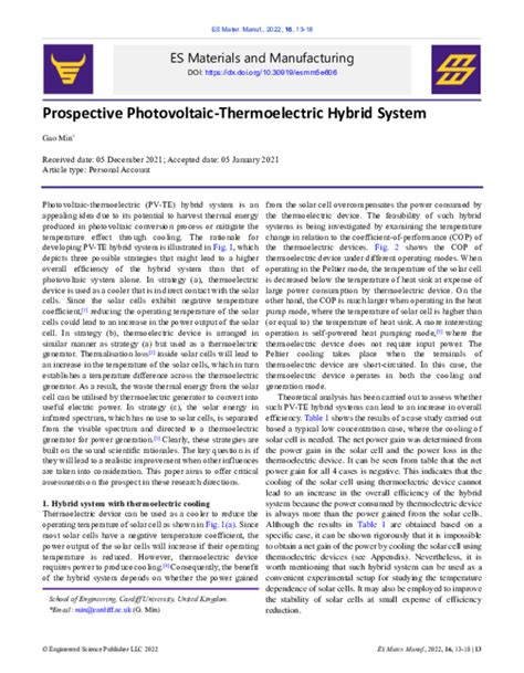 pdf prospective photovoltaic thermoelectric hybrid system