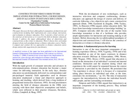 Pdf Constructivism Versus Objectivism Implications For Interaction Course Design And