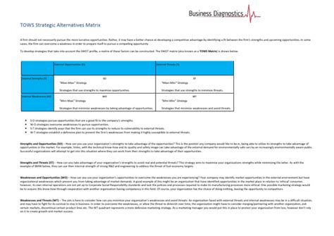 Tows Strategic Alternatives Matrix Pdf Swot Analysis Marketing