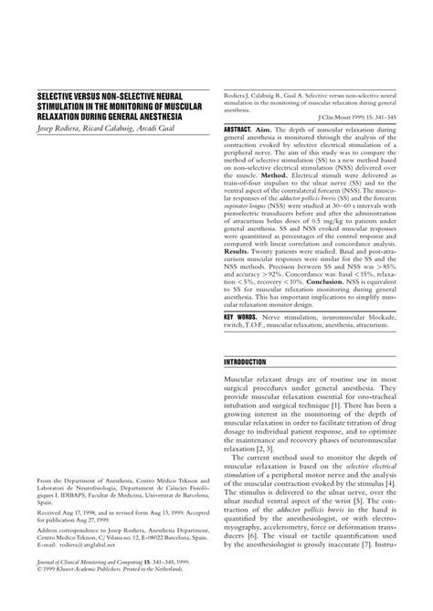 Pdf Selective Versus Non Selective Neural Stimulation In The