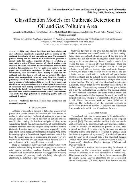 Pdf Classification Models For Outbreak Detection In Oil And Gas Pollution Area