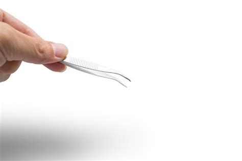 클리핑 패스와 함께 흰색 절연 의료 족집게 작은 크기와 손 진드기에 대한 스톡 사진 및 기타 이미지 진드기 핀셋 강철 Istock