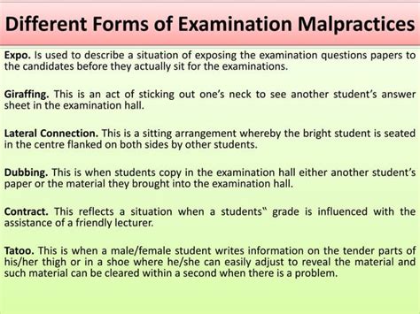 Examination Malpractices And The Effects Pdf