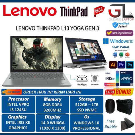 Jual Laptop Lenovo Thinkpad L Yoga Gen Intel Vpro I U Ram Gb Ssd Gb Ips