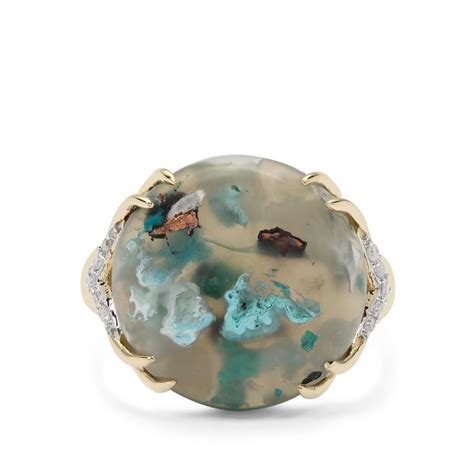 Blue Aquadite Ring With Diamonds In 9k Gold 1125cts Gemporia