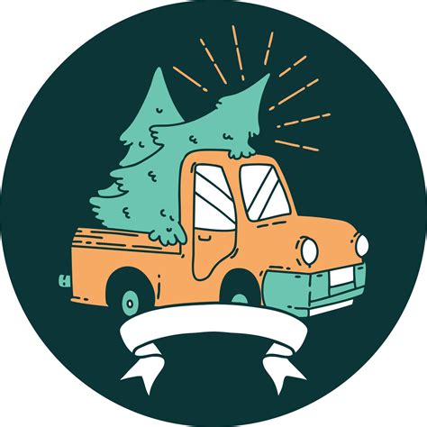 Icon Of Tattoo Style Truck Carrying Trees 12098129 Vector Art At Vecteezy