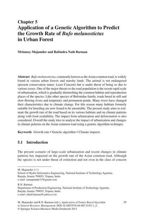 PDF Application Of Nature Based Algorithm In Natural Resource Management Application Of A